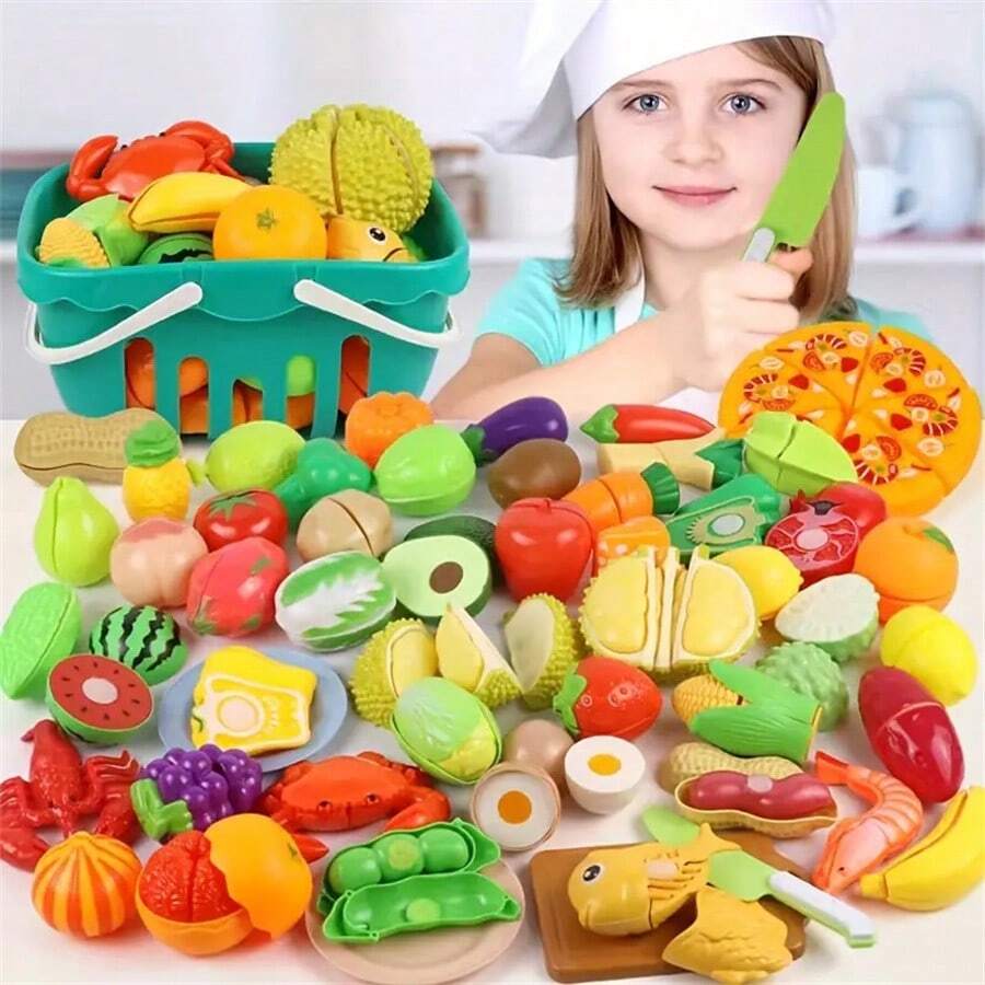 24pcs Funny Cutting Food, Fruit And Vegetable Toys, Pretend Play Food ...