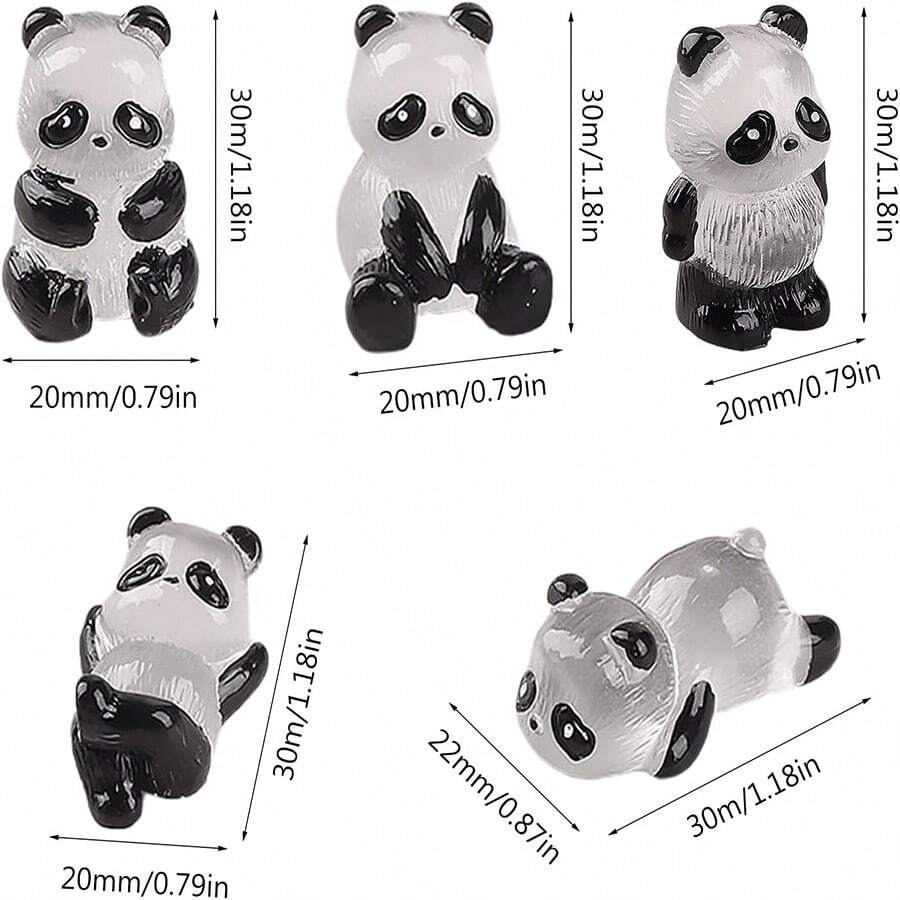 Mini Glow Panda Toy Ornaments Game Animal Doll Diy Handmade Glow In The ...