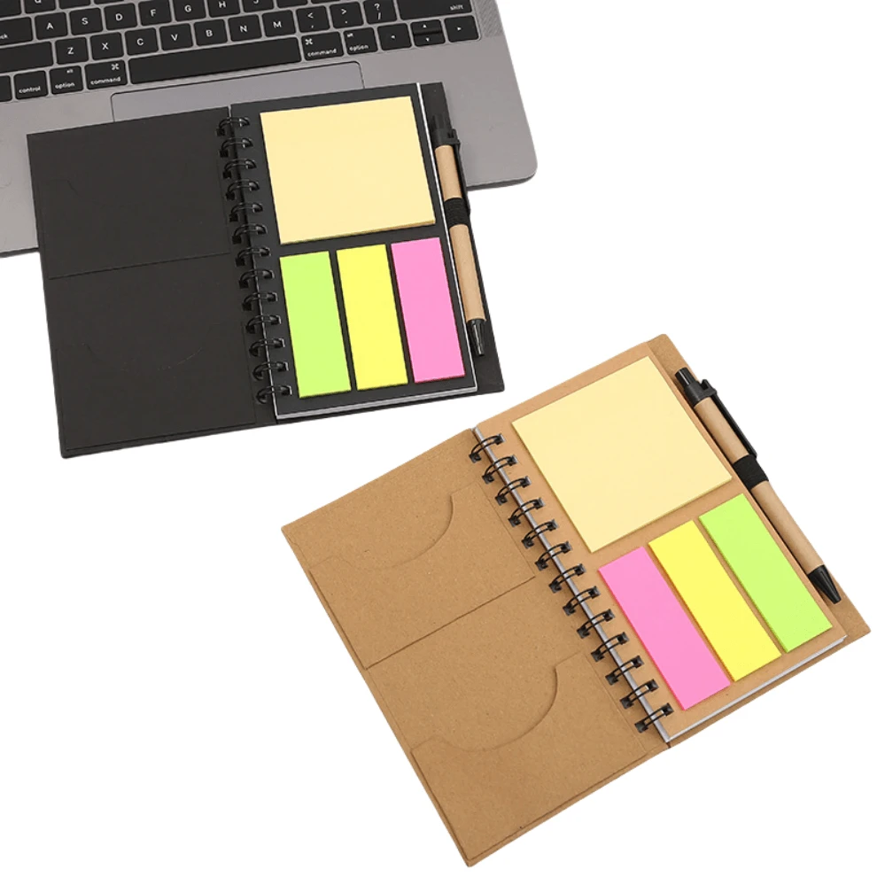Loose Leaf Spiral Notebook, Kraft Paper, Removable Sticky Notes ...