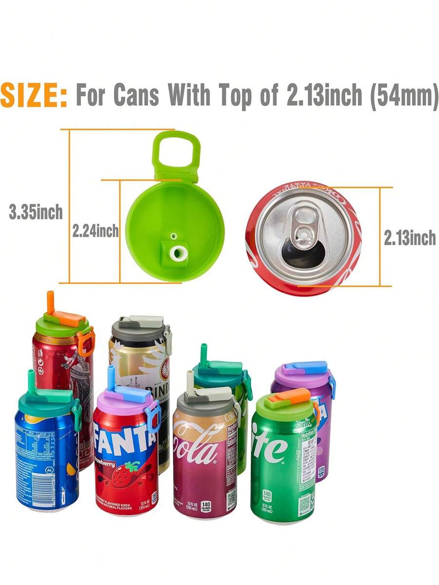 4 Colors Silicone Straw Soda Can Lids With Reusable Straws, Soda ...