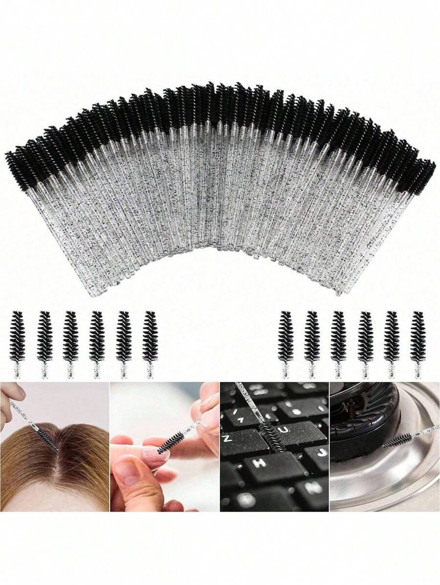 100PCS Eyelash Brushes, Mascara Wands With Container, Bendable ...