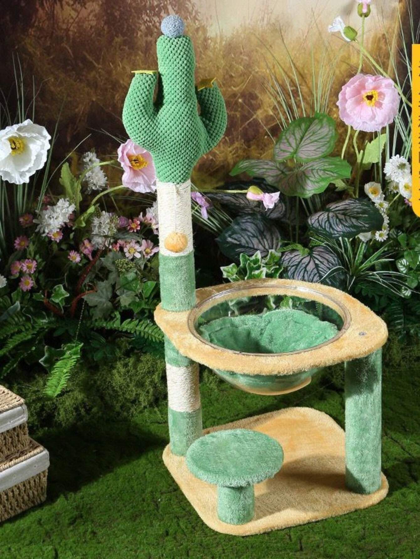Cactus Sisal Cat Scratcher Tower, Small Space-Saving Cat Bed, Cat Tree ...
