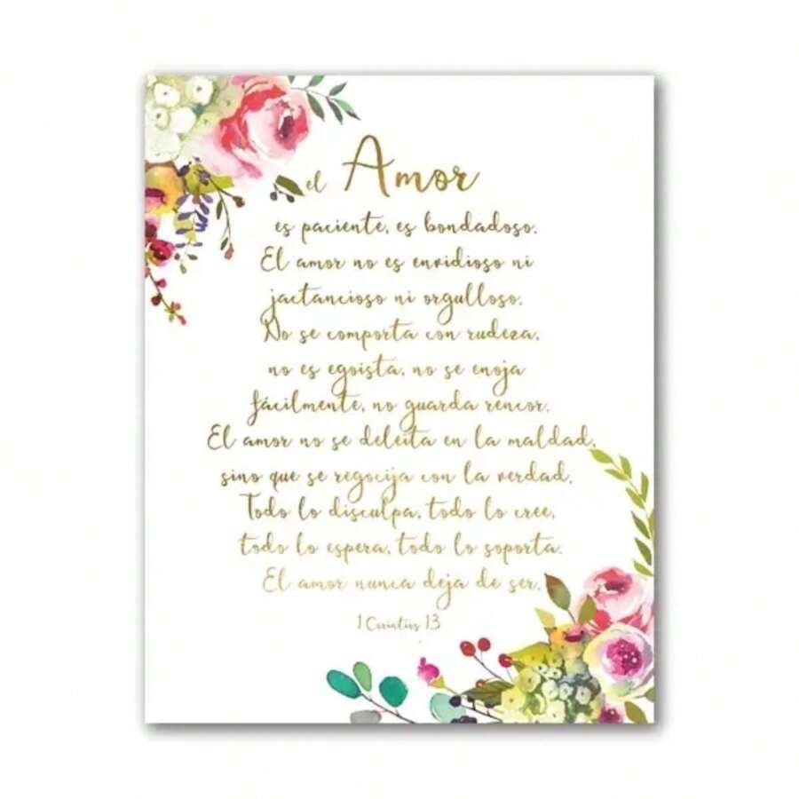 1pc Spanish Bible Verse Print Love Is Kind 1 Corinthians 13 Sign Quote ...