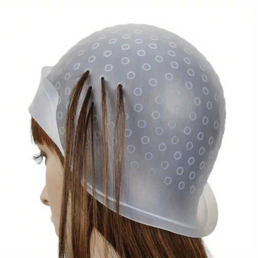 Silicone Hair Dye Hat With Hook, DIY Hair Dyeing Cap, Professional ...