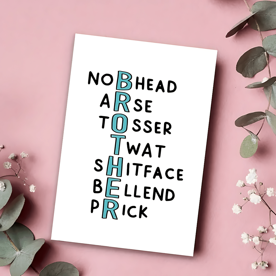 Rude Humor Birthday Cards For Brother Envelopes, Funny Offensive Swear ...