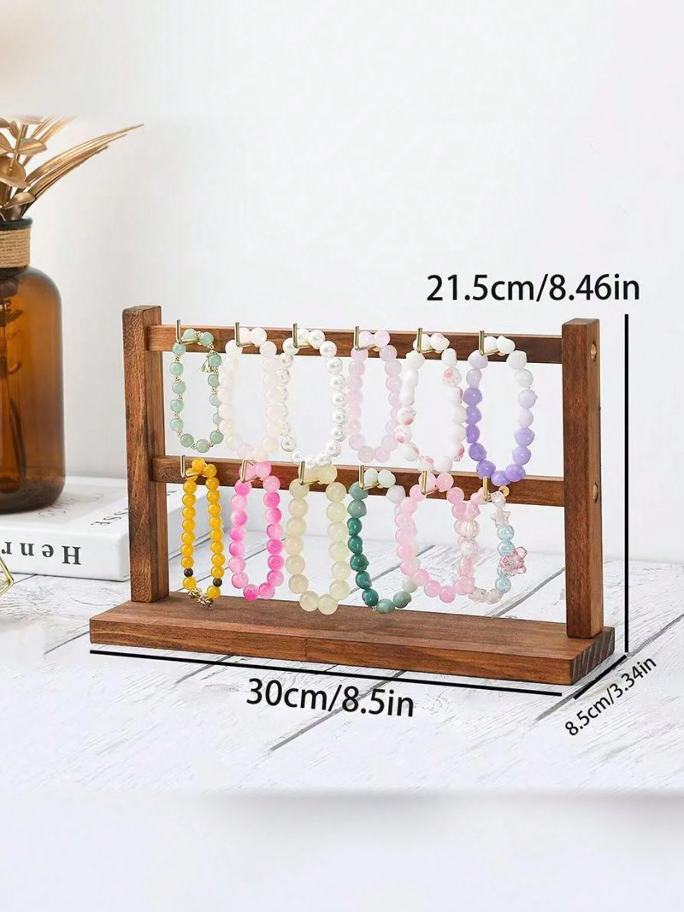 1pc DIY Multi-Tier Wooden Jewelry Display Stand, Detachable Hooks ...