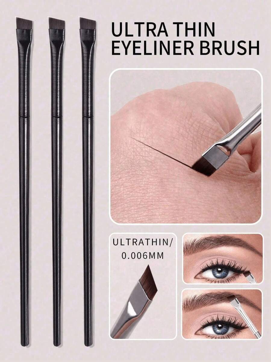 3pcs/Set Sickled Eye Liner Brush & Brush Makeup Brush, Liquid Eyeliner ...