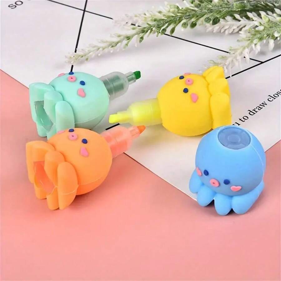 5 Colors Cute Octopus Highlighter Pens: Fluorescent Markers For ...