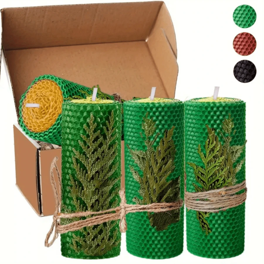 4 Packs Beeswax Candles, 4-Inch (3.94inch) Colorful Column Candles ...