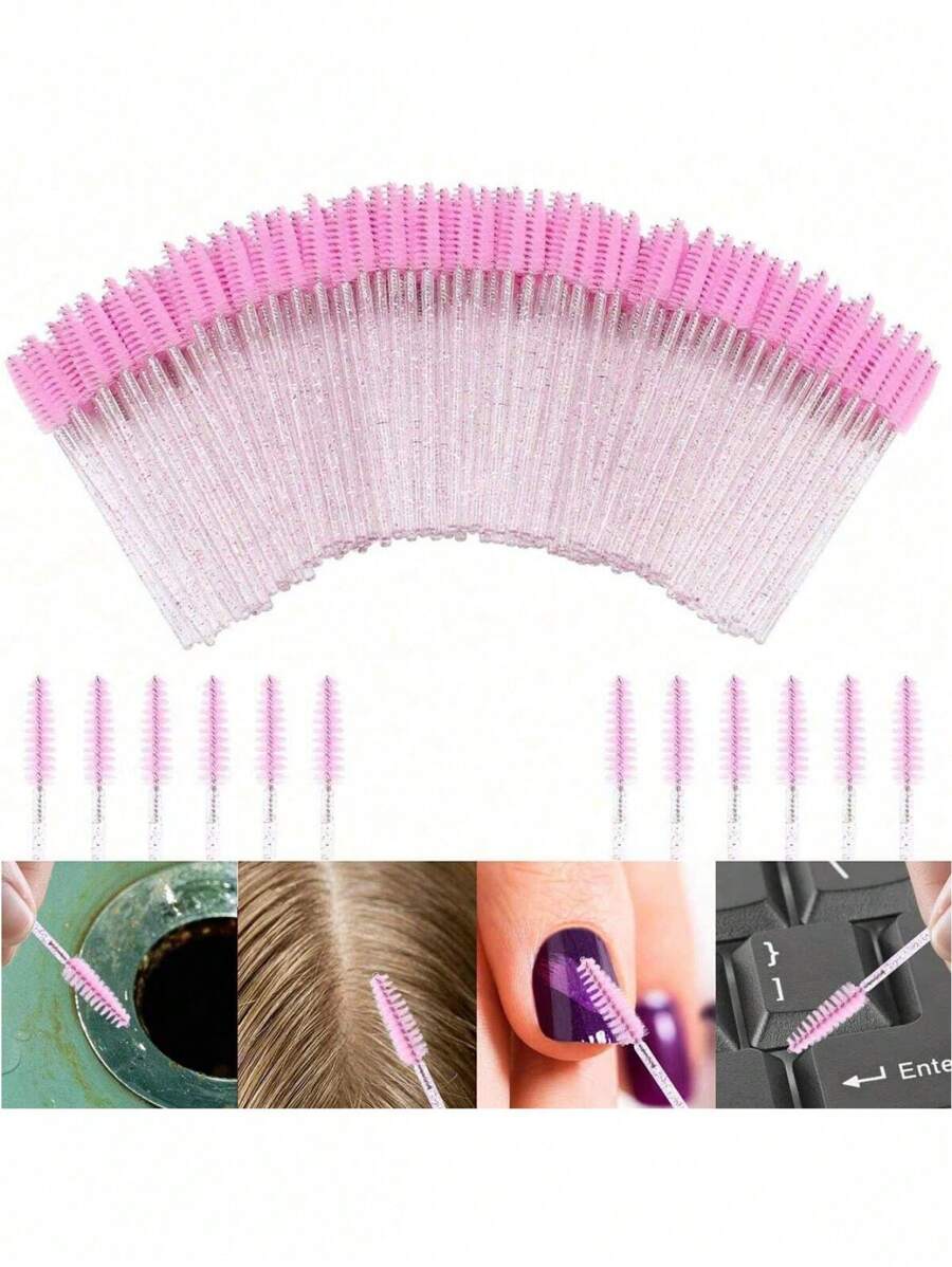 100PCS Eyelash Brushes, Mascara Wands With Container, Bendable ...