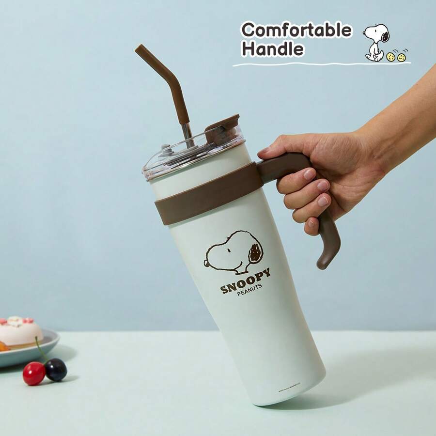Miniso Miniso Snoopy Collection Large Capacity Steel Tumbler With Straw ...