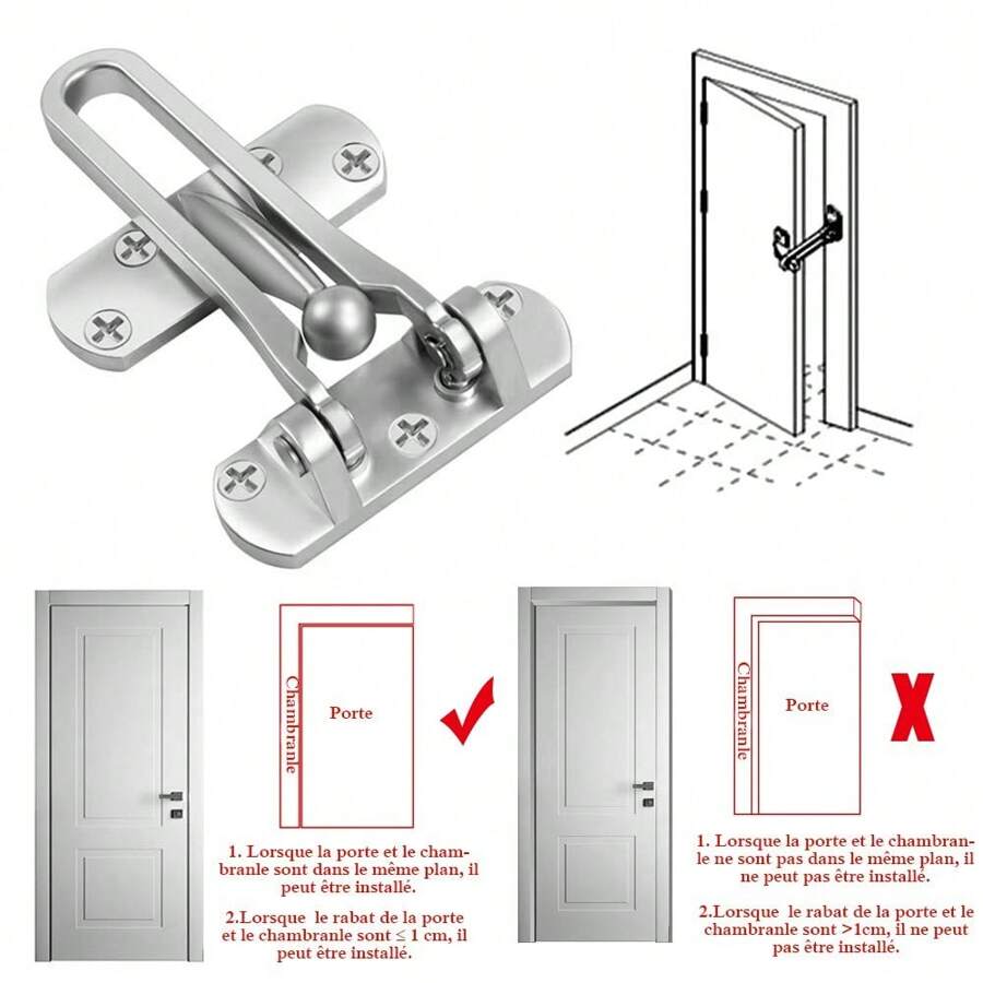 2Pack Security Door Restrictor Steel Window Guard Lock Entry Door ...