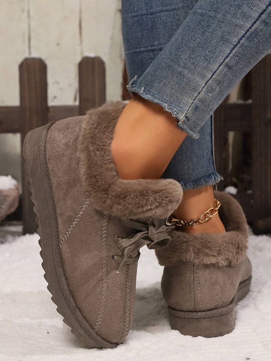 Scarponi da neve stile Pechino imbottiti di pelliccia per donne, caldi ...