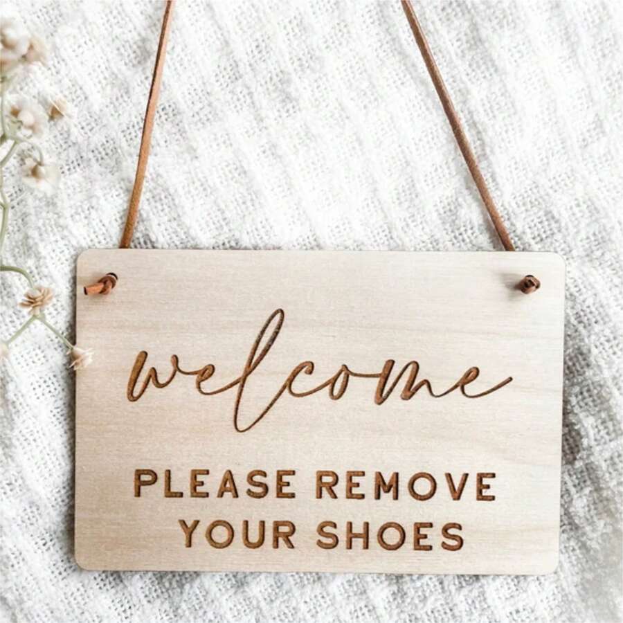 1pc Please Remove Your Shoes Sign, No Shoes Sign, Wood Carving Remove ...