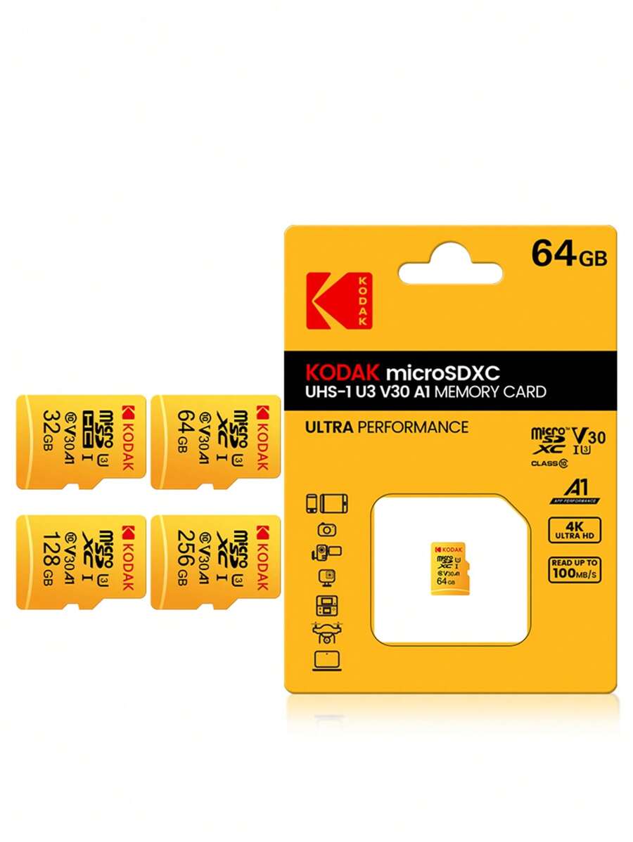 KODAK KODAK Brand Yellow Micro SD Card U3 CLASS 10 Microsd 32GB 64GB ...