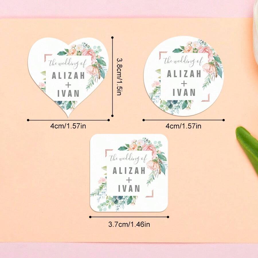 Custom Floral Wedding Name Stickers - Personalized Labels With Names ...