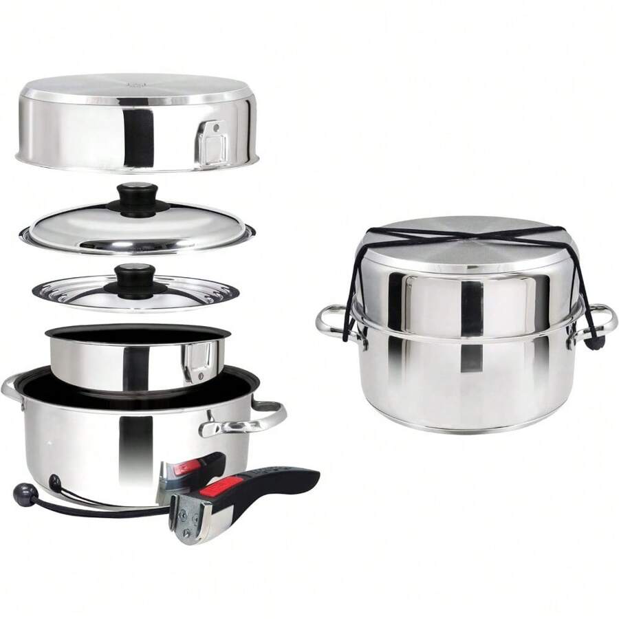 7-Piece Stainless Steel Induction Cookware Set Non-Stick, Silver ...