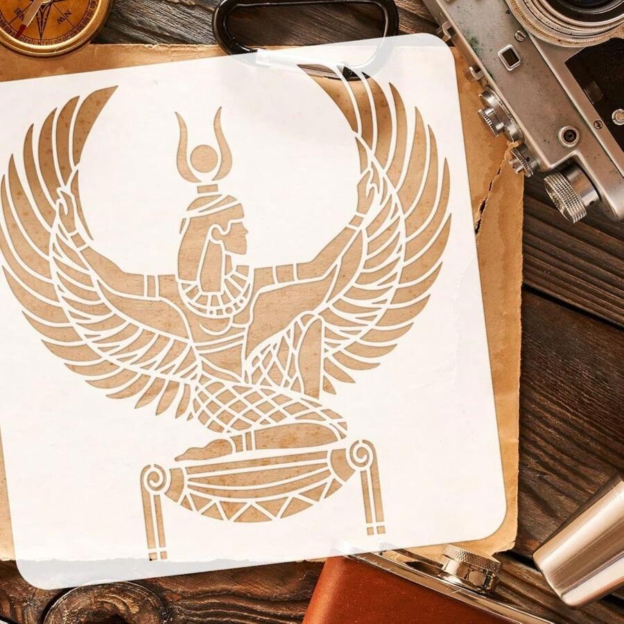 1pc Winged Isis Egypt Painting Stencil 11.8x11.8 Inch Hollow Out ...