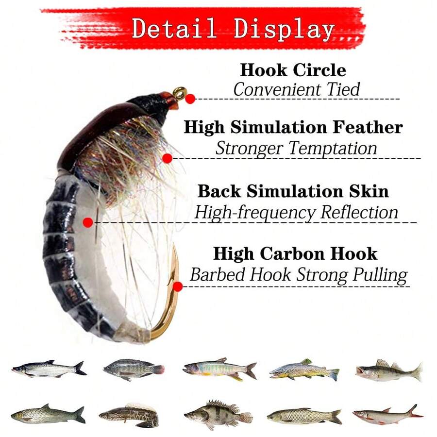 Fishing Lures-24Pcs/Box Realistic Nymph Scud Fly For Trout Fishing Fly ...