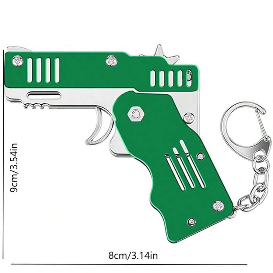 Metal Burst Rubber Band Toy - Mini Folding Launcher Toy With Keychain ...