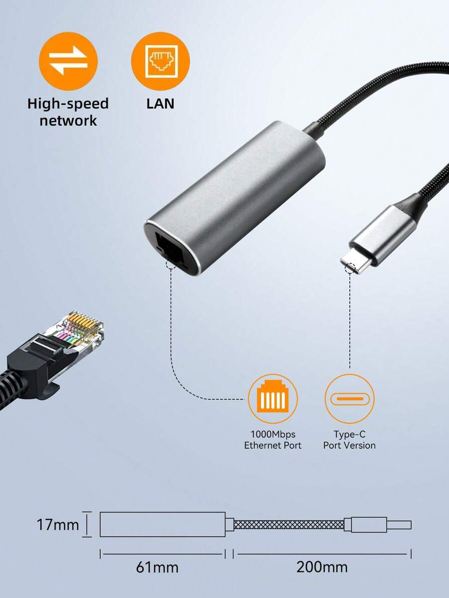 USB C Ethernet Network Adapter For Pro Air USB C To RJ45 Ethernet ...