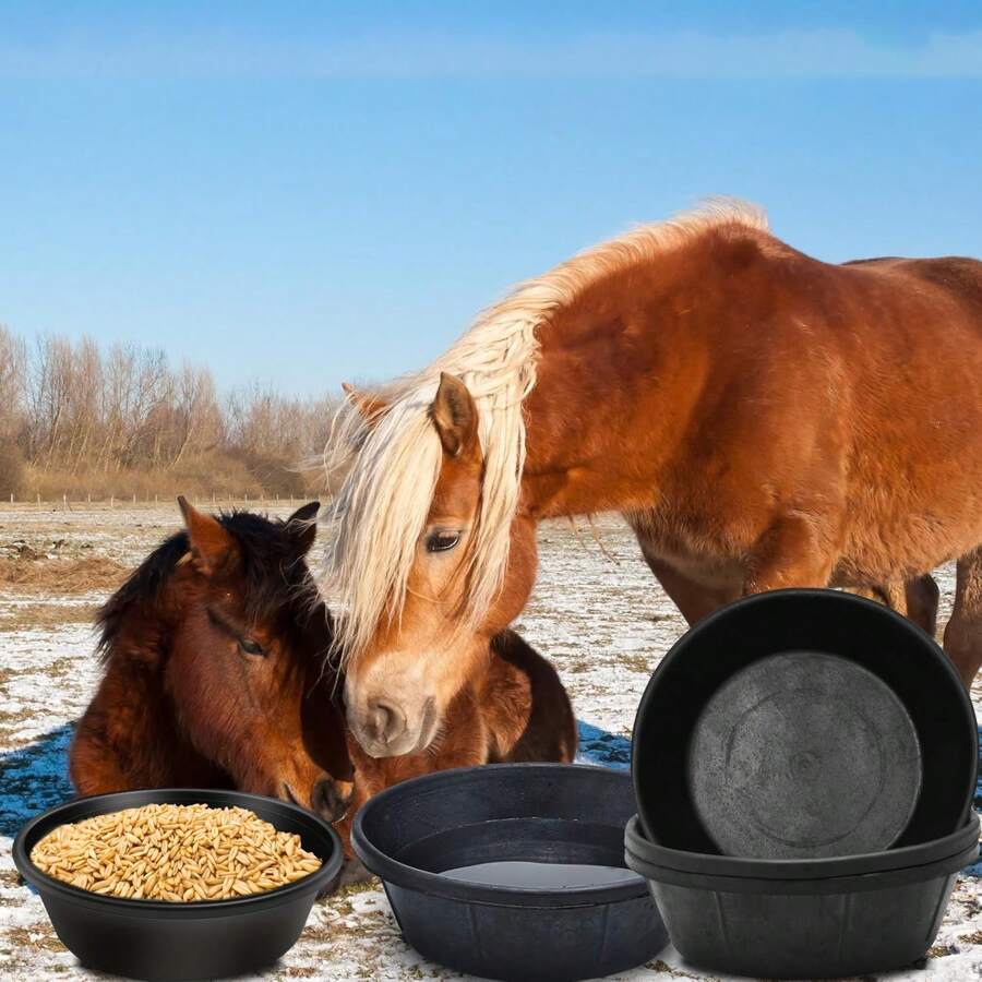 2 Pcs Rubber Feeder Pan, Rubber Horse Feed Pan Rubber Dog Bowl Pig ...