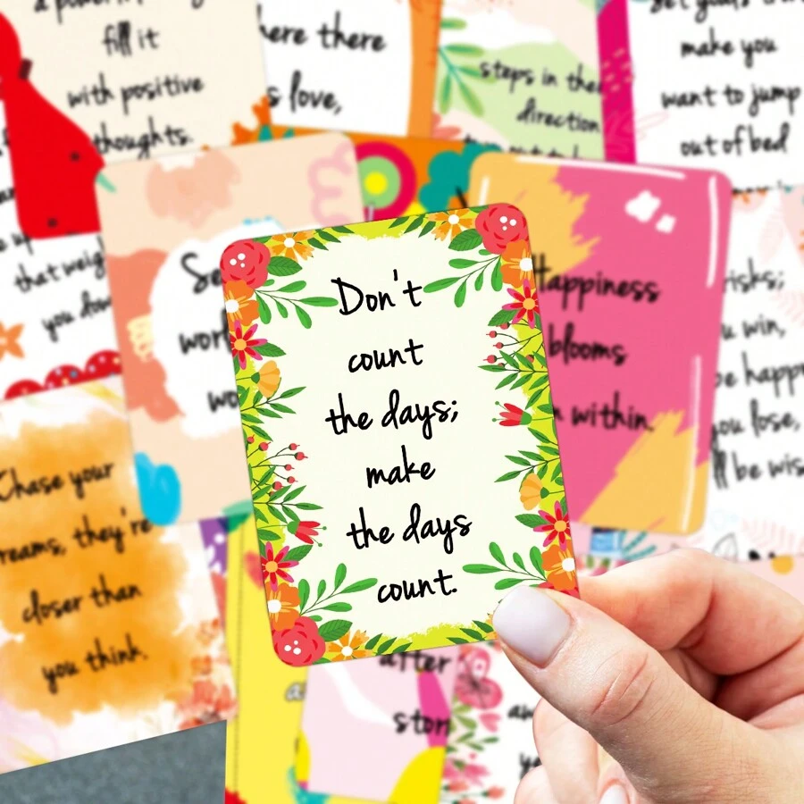 50pcs Inspirational Affirmation Cards, Colorful Uplifting Quotes Cards ...