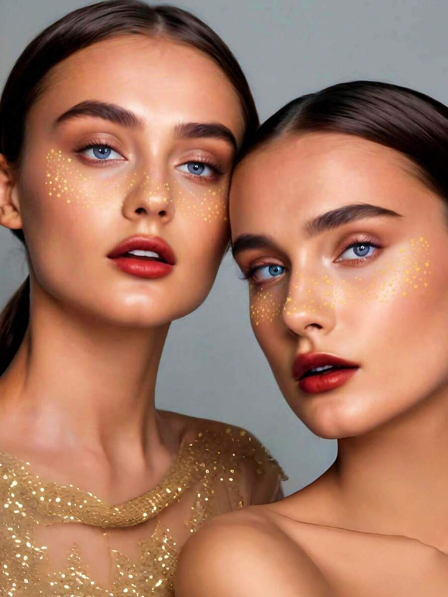 5 Sheets Face Glitter Freckles Gold Sparkle Freckles Waterproof Star ...