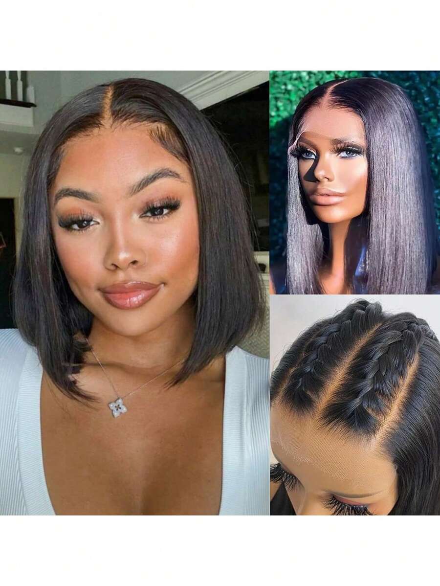 16 Inch Bob Wig Wear And Go Human Hair Glueless Wigs Pre Plucked Pre ...