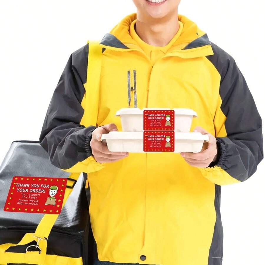 120 Pcs Food Delivery Thank You Stickers 5 Star Review Delivery Labels ...