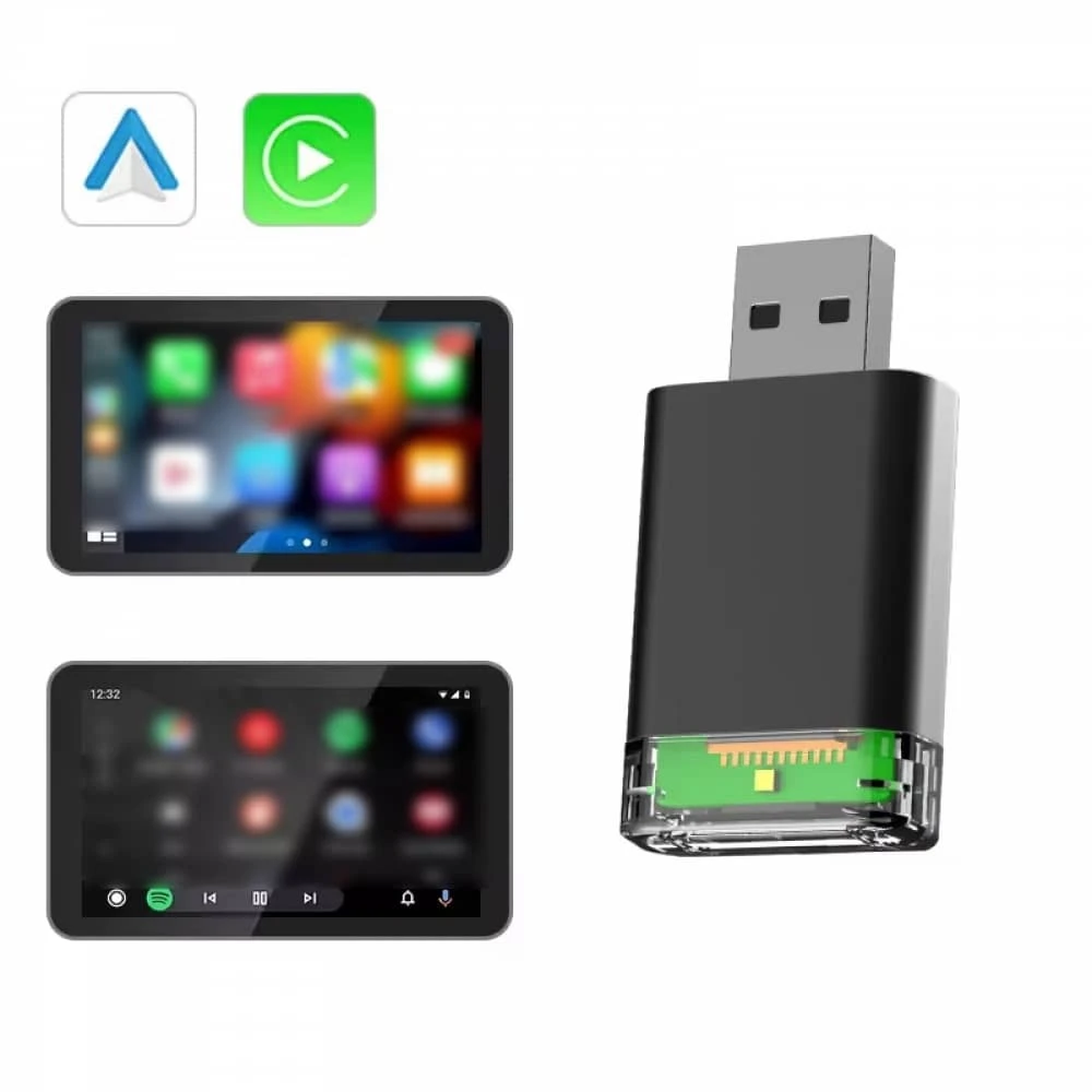 Mini Wireless Carplay USB Adapter For IPhone Carplay Android Auto Wired ...
