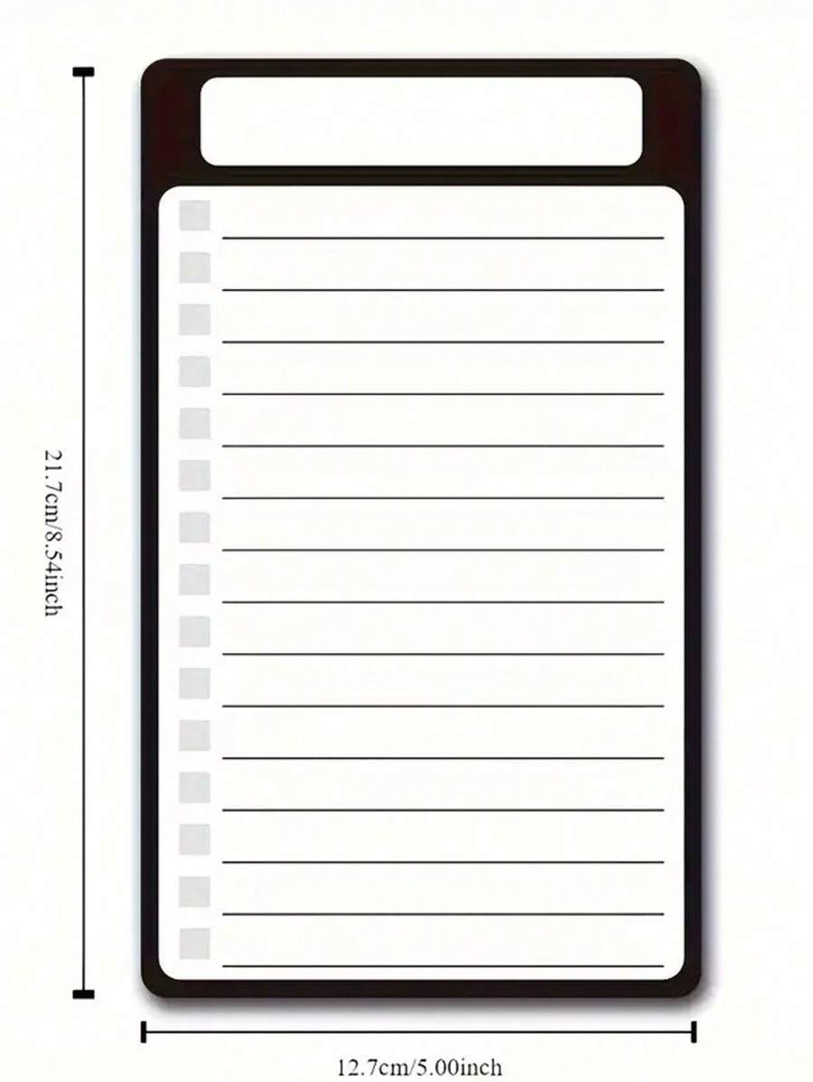 Un blocco note magnetico piccolo con tre penne, una gomma da cancellare ...