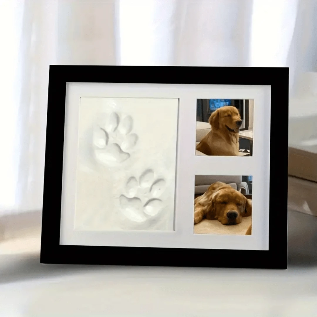 Dog, Cat & Pet Paw Print Memorial Kit - Premium Wooden Frame, Paw Print ...