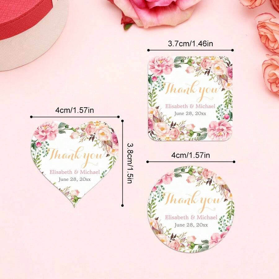 Pegatinas con nombres florales para bodas - Etiquetas personalizables ...