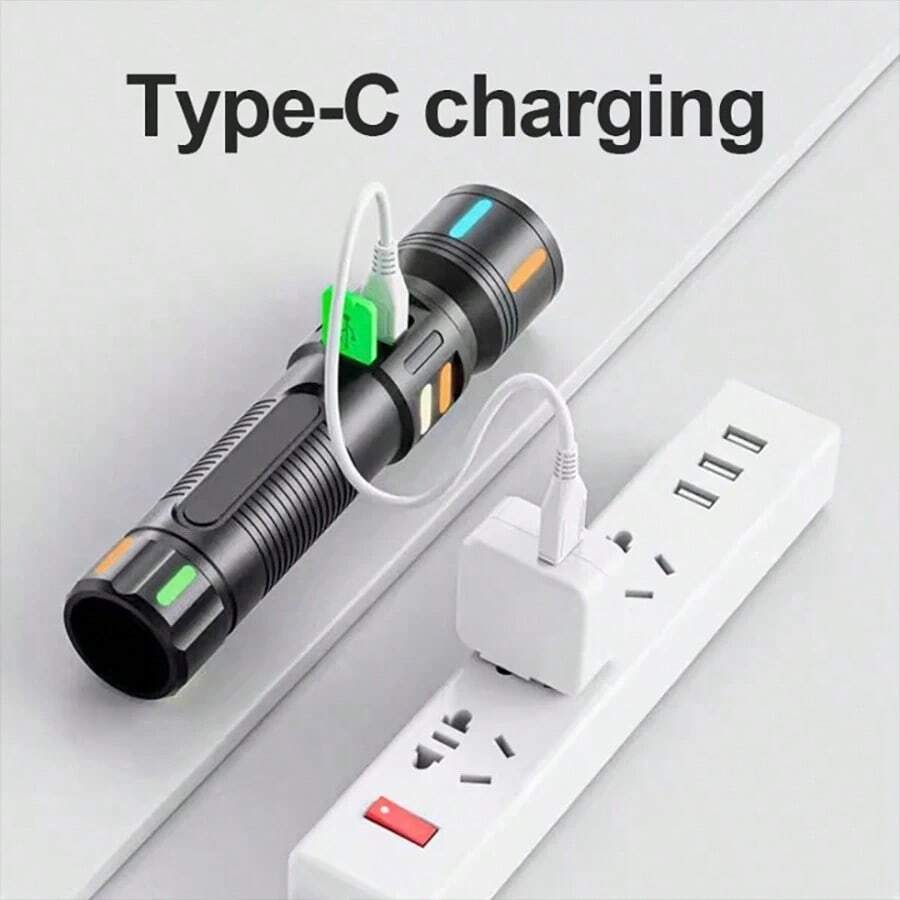 10000LM High Power Flashlight Built-In Battery Torch Rechargeable LED ...