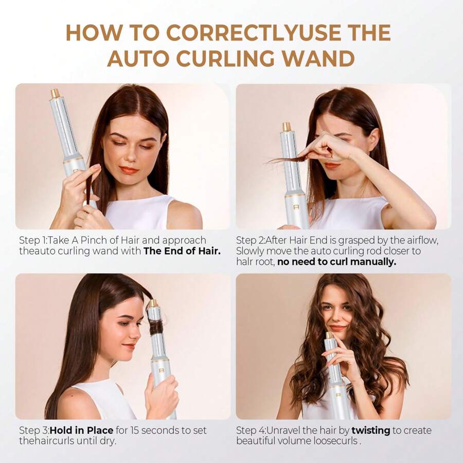 Air Styler Warmluftbürste 5 in 1,30mm Air Curling, Abnehmbar, 1000W ...