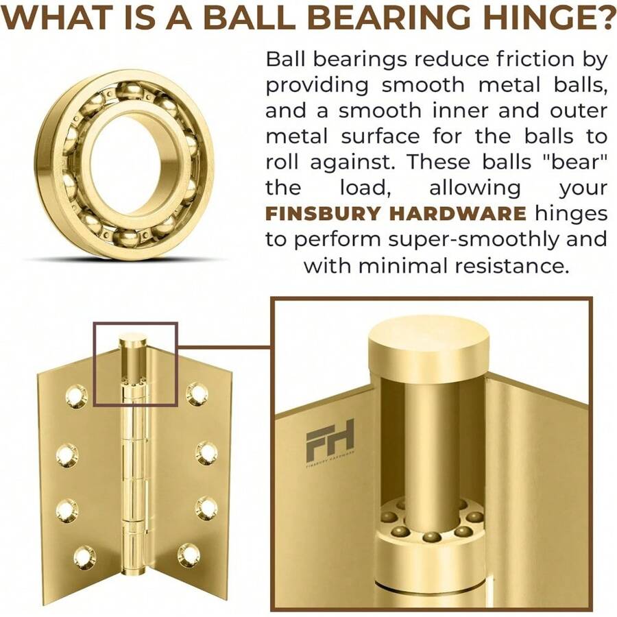 Heavy Duty Door Hinge Matte Brass Ball Bearing 4x4 Inch Heavy Duty ...