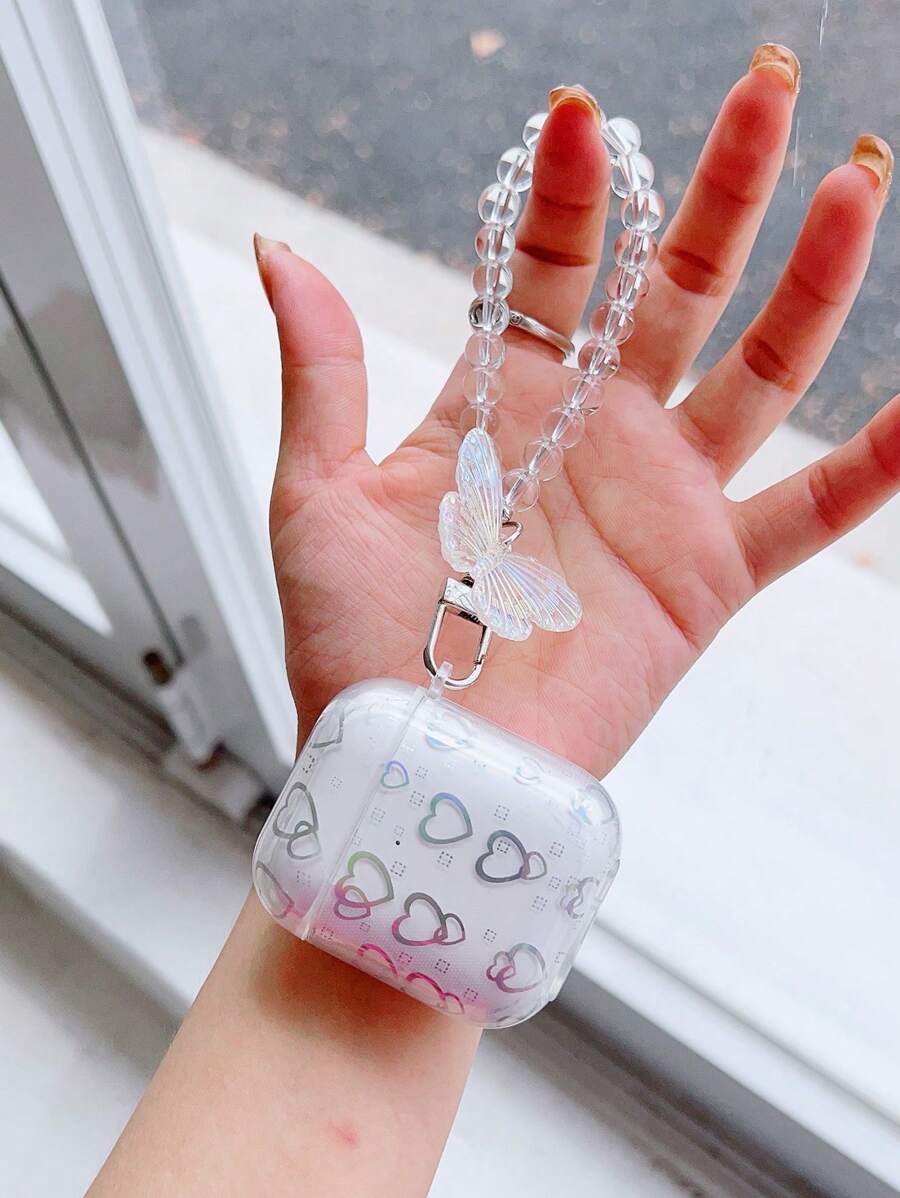 Fashionable Transparent Heart-Shaped AirPods Pro 2 Protective Case For Bluetooth Earphones, Full ...