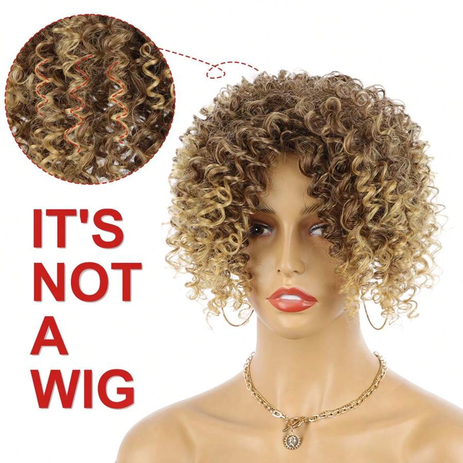 Postizos cortos con flequillo de pelo rizado afro natural y rizado con ...