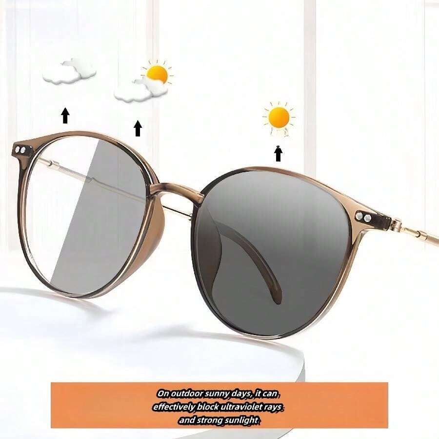 Transparent Frame Eyeglasses Change Color For Sun-Shading Protect Eyes ...