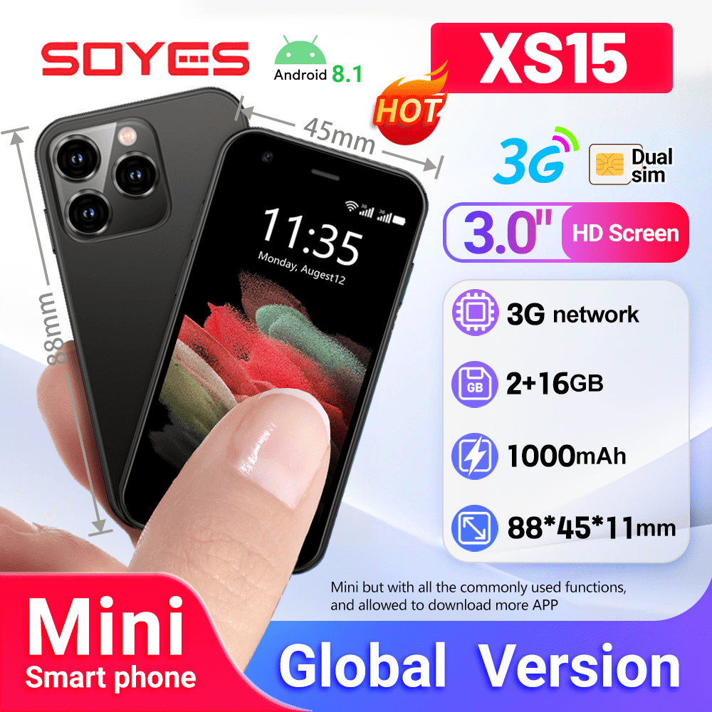 Teléfono inteligente pequeño SOYES XS15 con pantalla de 3.0", Android 8.1, 2GB de RAM, 16GB de ...