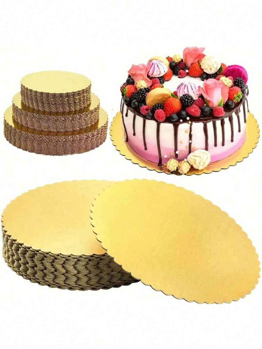 2pcs Thick & Durable Western Dessert Cake Paper Tray, Cake Board, Round ...