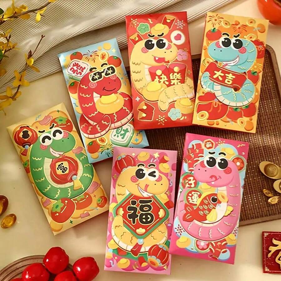Personalized Lucky Red Envelopes For New Year, Cartoon Blessing & Joy ...