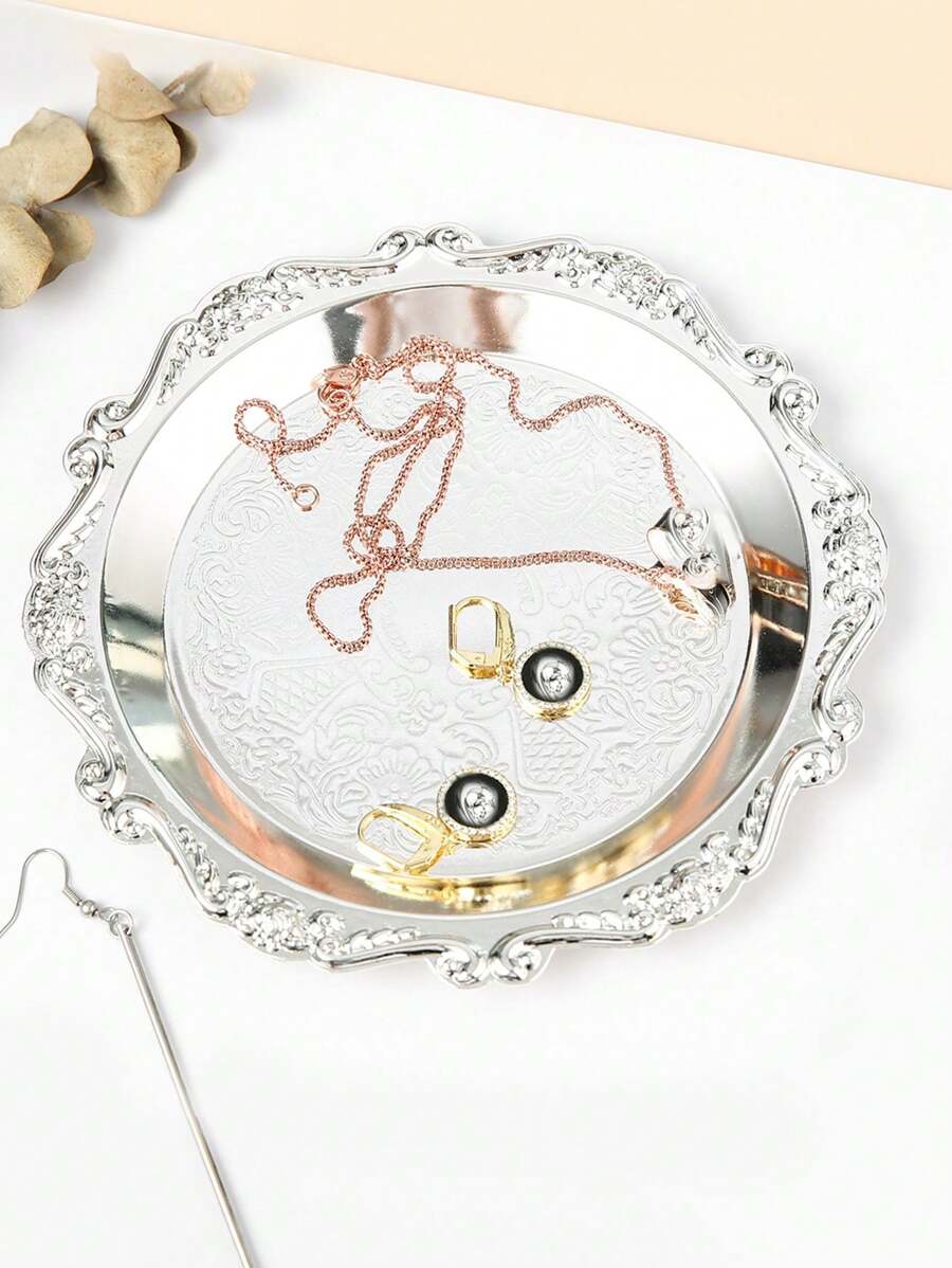 1pc Vintage Golden Metal Jewelry Tray Holder, Necklace Earring Ring ...