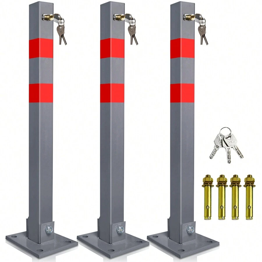 Cecaylie 3X Barrier posts Car park bollard Barrier Cylinder lock ...