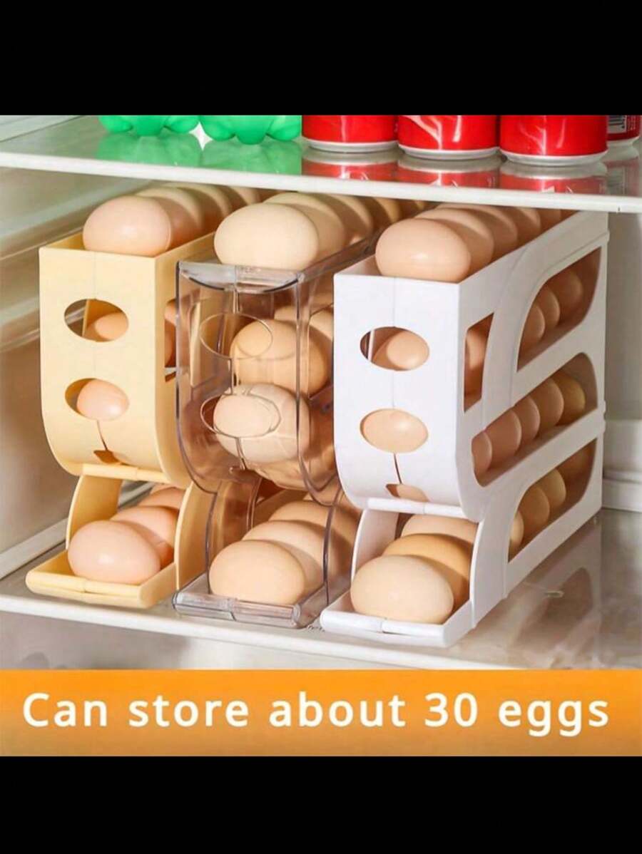 1pc Kitchen Refrigerator Egg Organizer, 4-Layer Sliding Design, Self ...