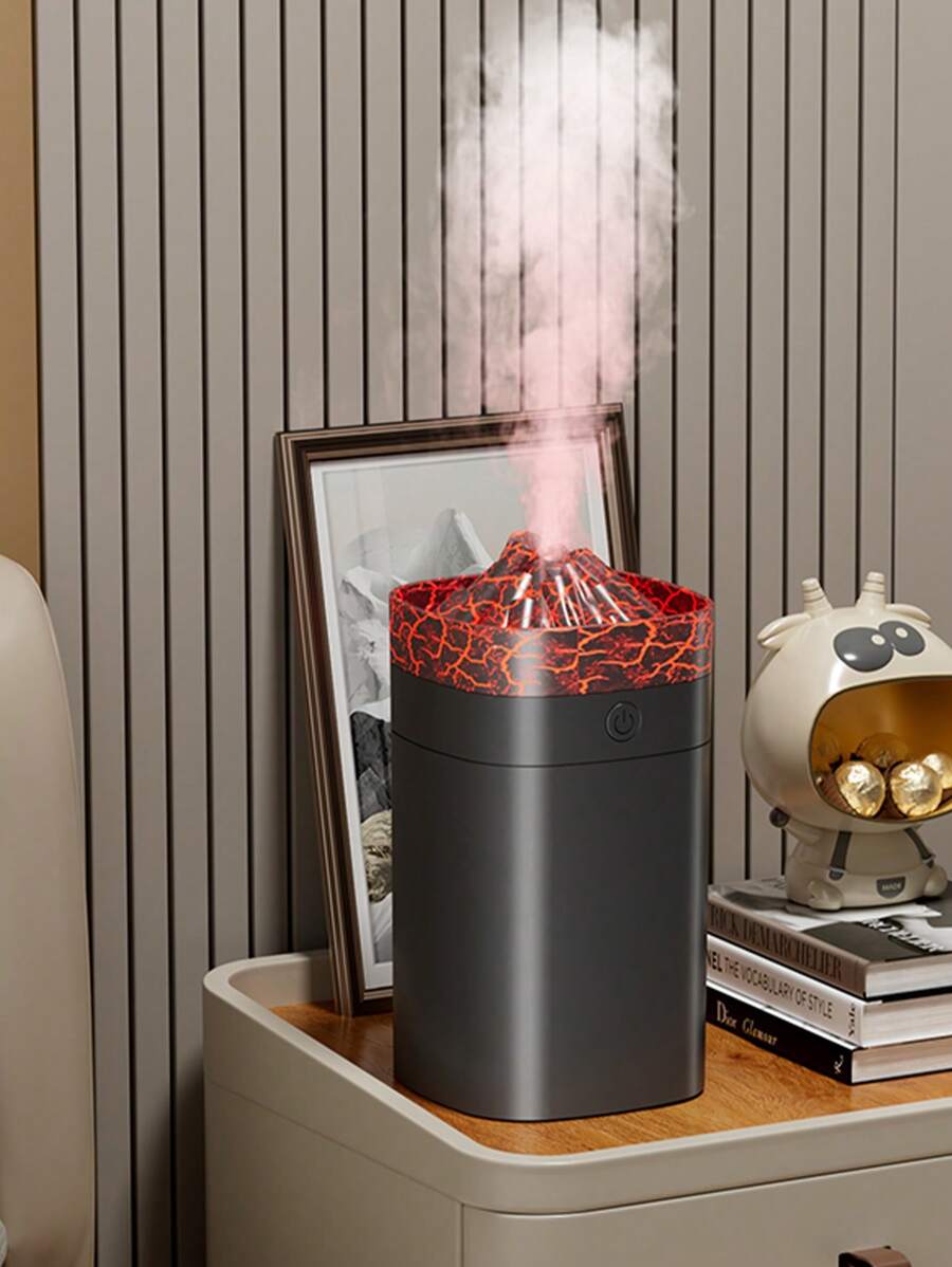 USB Powered Volcano Design Humidifier & Aroma Diffuser, LED Flame Light ...