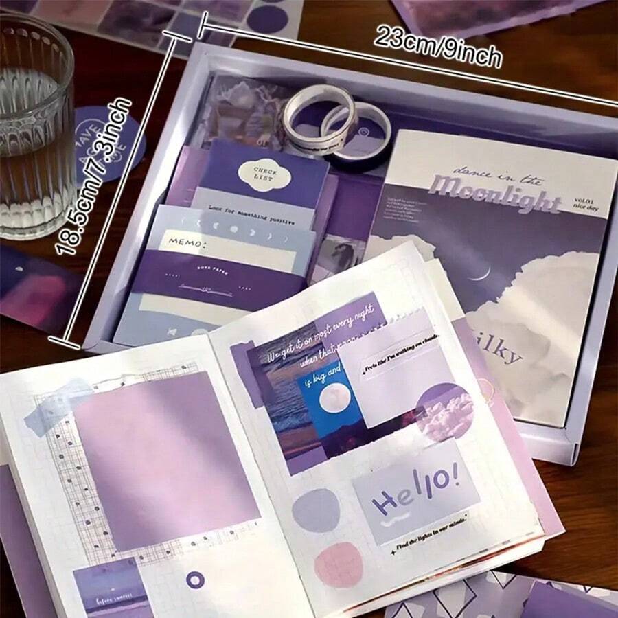 Esthetische scrapbookset met A6-gridnotitieboek, handleiding, washi ...