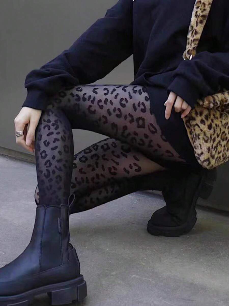 1 Pair Women's Sheer Faux Nude Pantyhose Tights, Leg Slimming Shaping ...