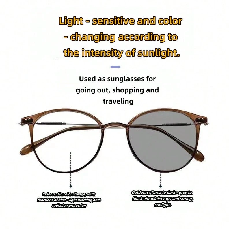 Transparent Frame Eyeglasses Change Color For Sunshading Protect Eyes ...
